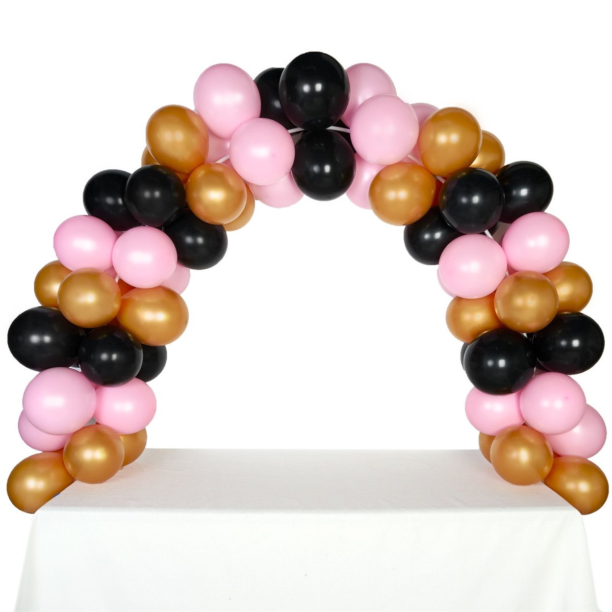 Celebration Tabletop Balloon Arch-Gold, Black & Pink - PartyBell.com