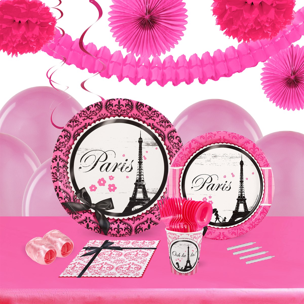 Paris Damask 16 Guest Tableware & Deco Kit - PartyBell.com