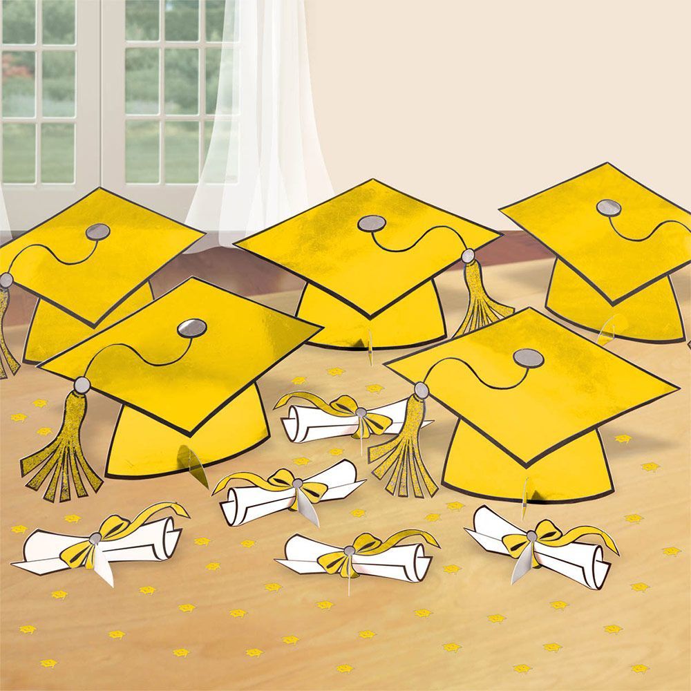 Graduation Table Yellow Decorating Kit - PartyBell.com