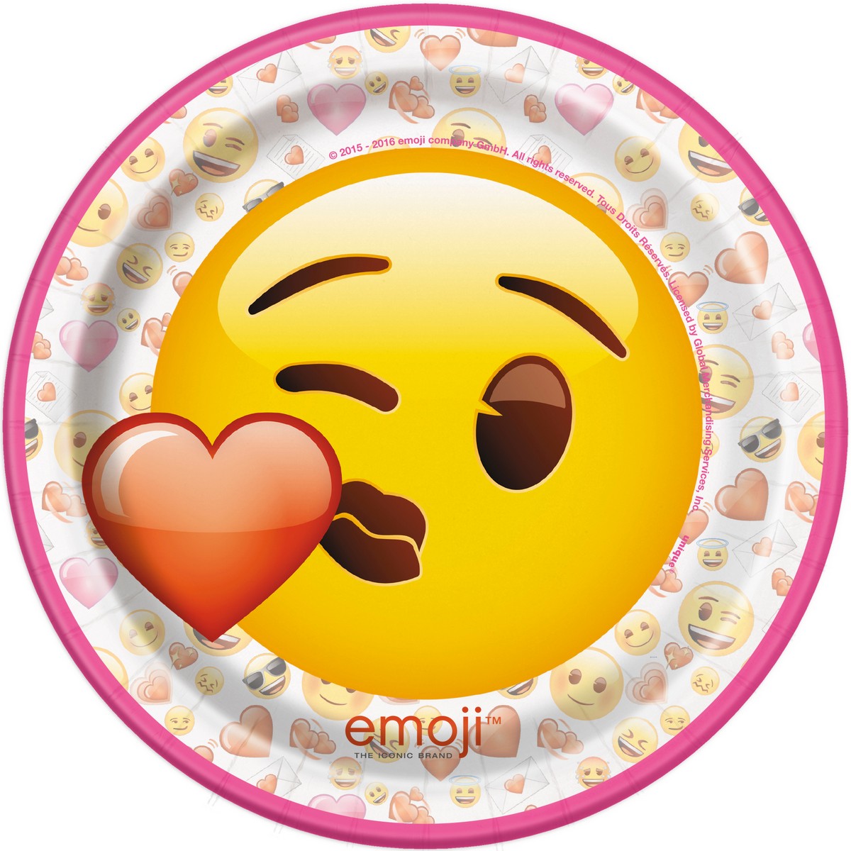 Emoji Pink 7" Cake Plates (8) - PartyBell.com