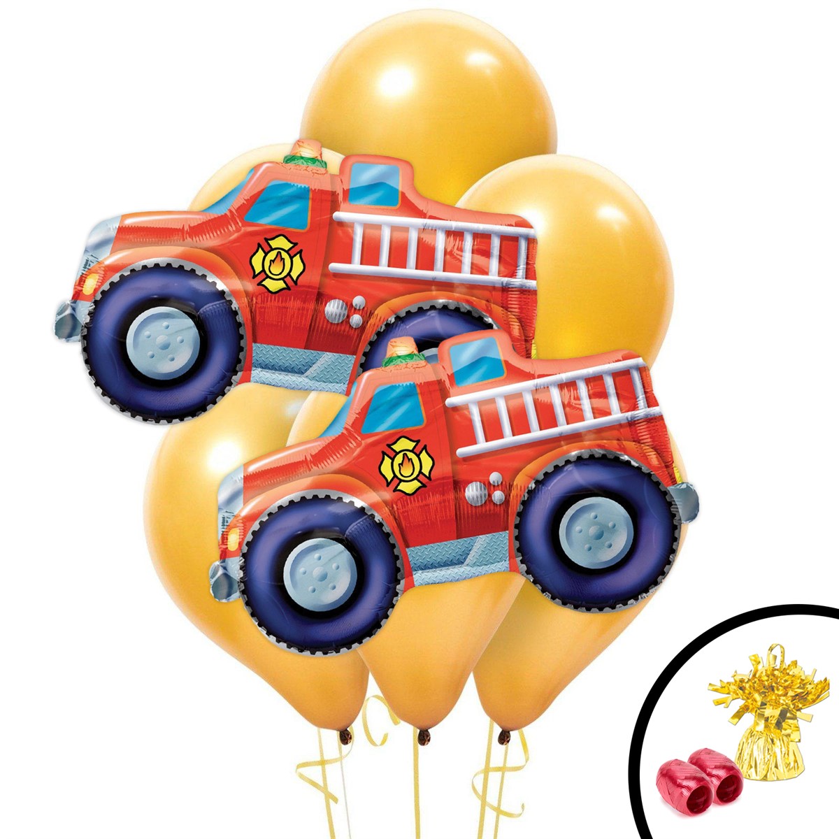 Fire Truck Jumbo Balloon Bouquet - PartyBell.com