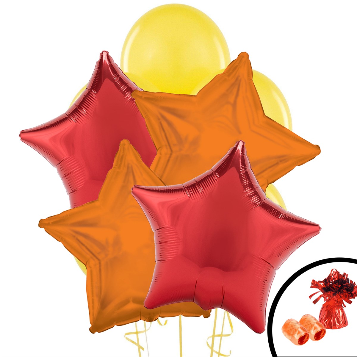 Red, Orange, & Yellow Balloon Bouquet - PartyBell.com