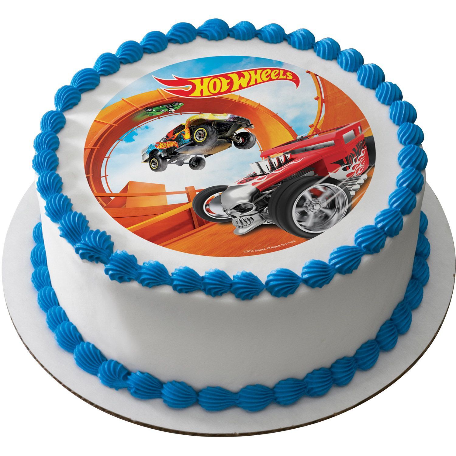 Hot Wheels 7.5" Round Edible Cake Topper (Each) - PartyBell.com