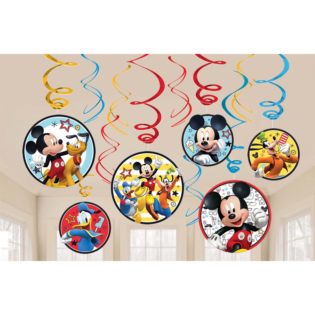 Mickey On The Go Hanging Swirl Decorations - PartyBell.com