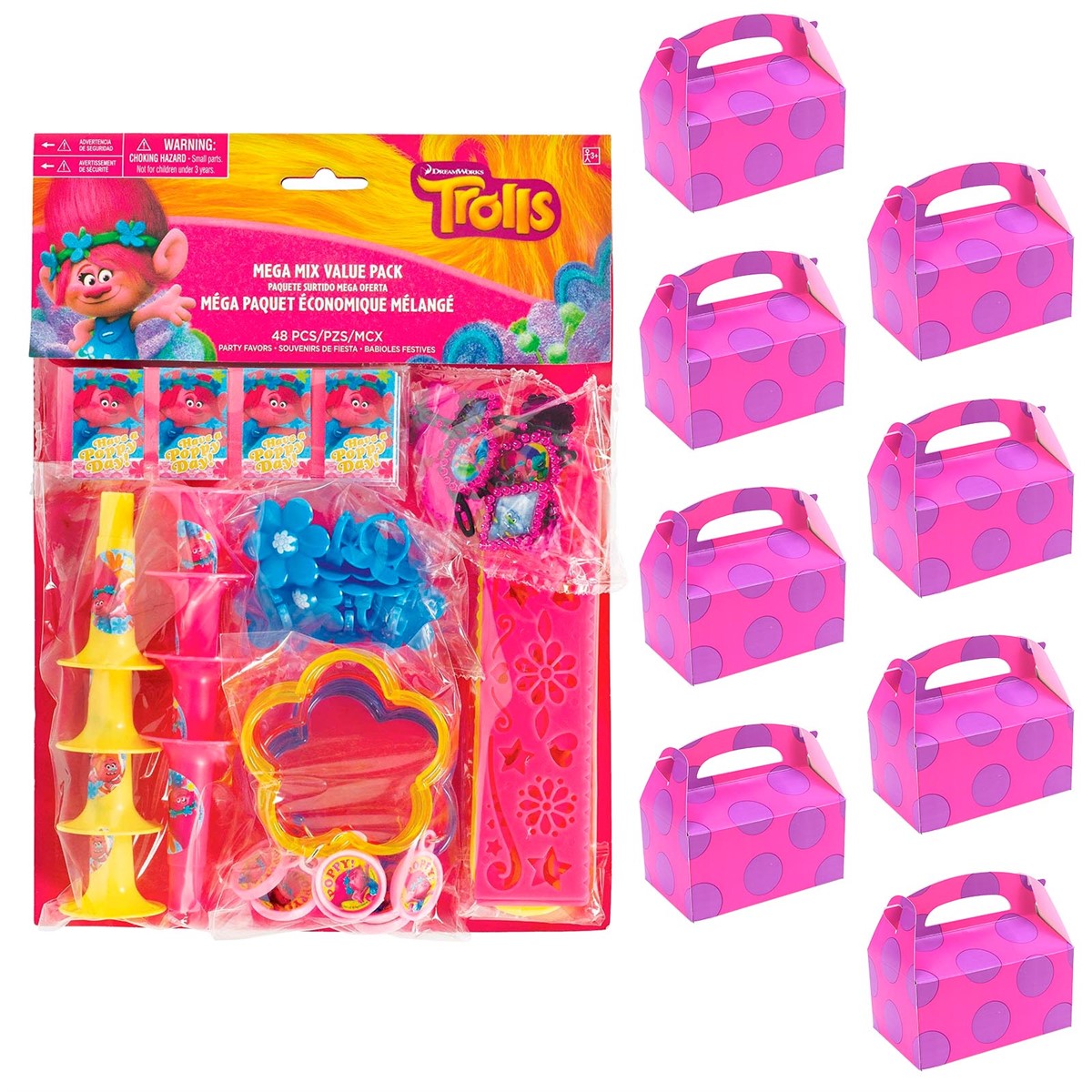 Trolls Filled Filled Favor Box Kit (For 8 Guests) - PartyBell.com