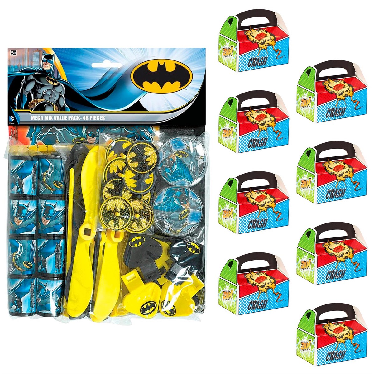 Batman Filled Favor Box Kit (For 8 Guests) - PartyBell.com