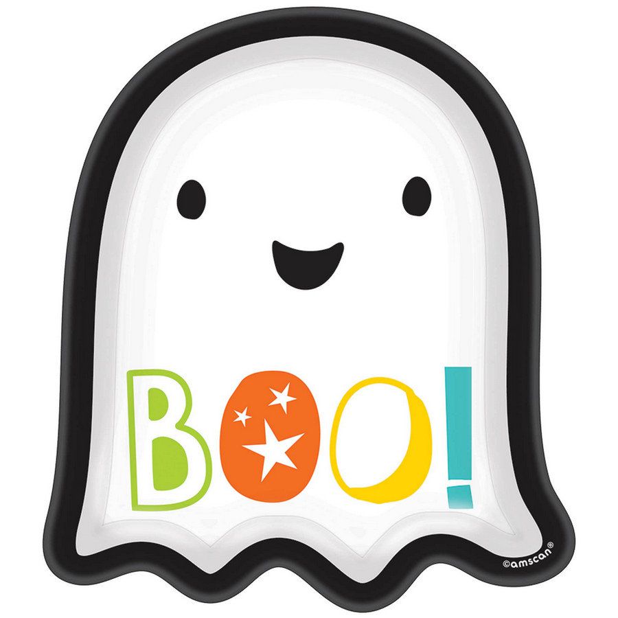 Ghost Shaped 7 Dessert Plate (8) - PartyBell.com