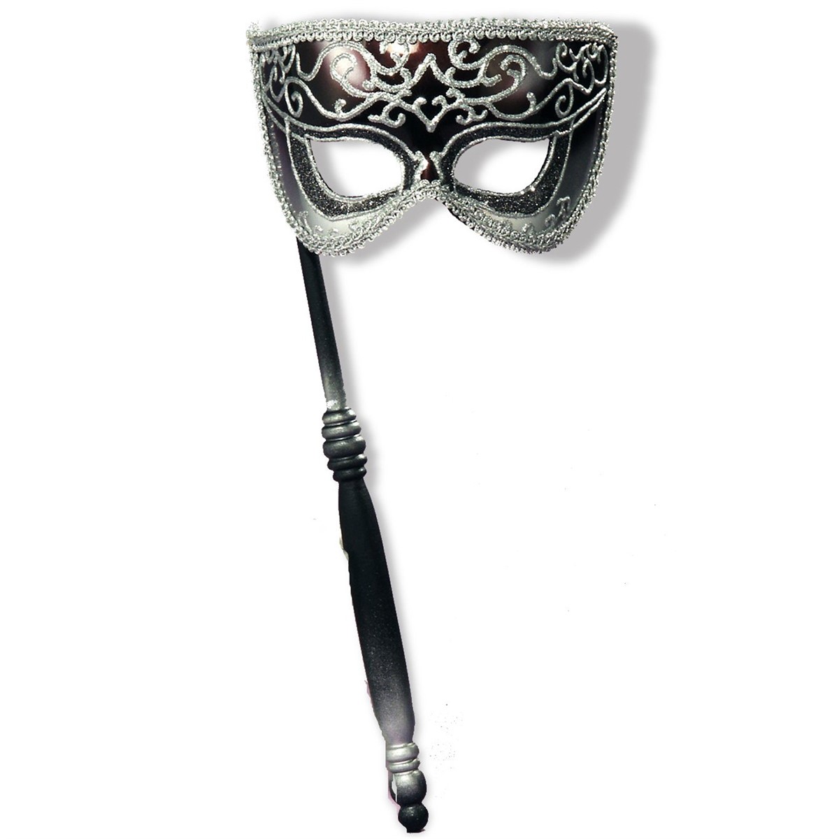 Venetian Mask w/Stick Silver Accents - PartyBell.com