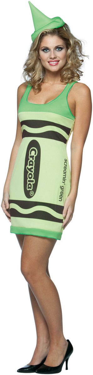 Crayola Screamin' Green Crayon Tank Dress Adult Costume - PartyBell.com