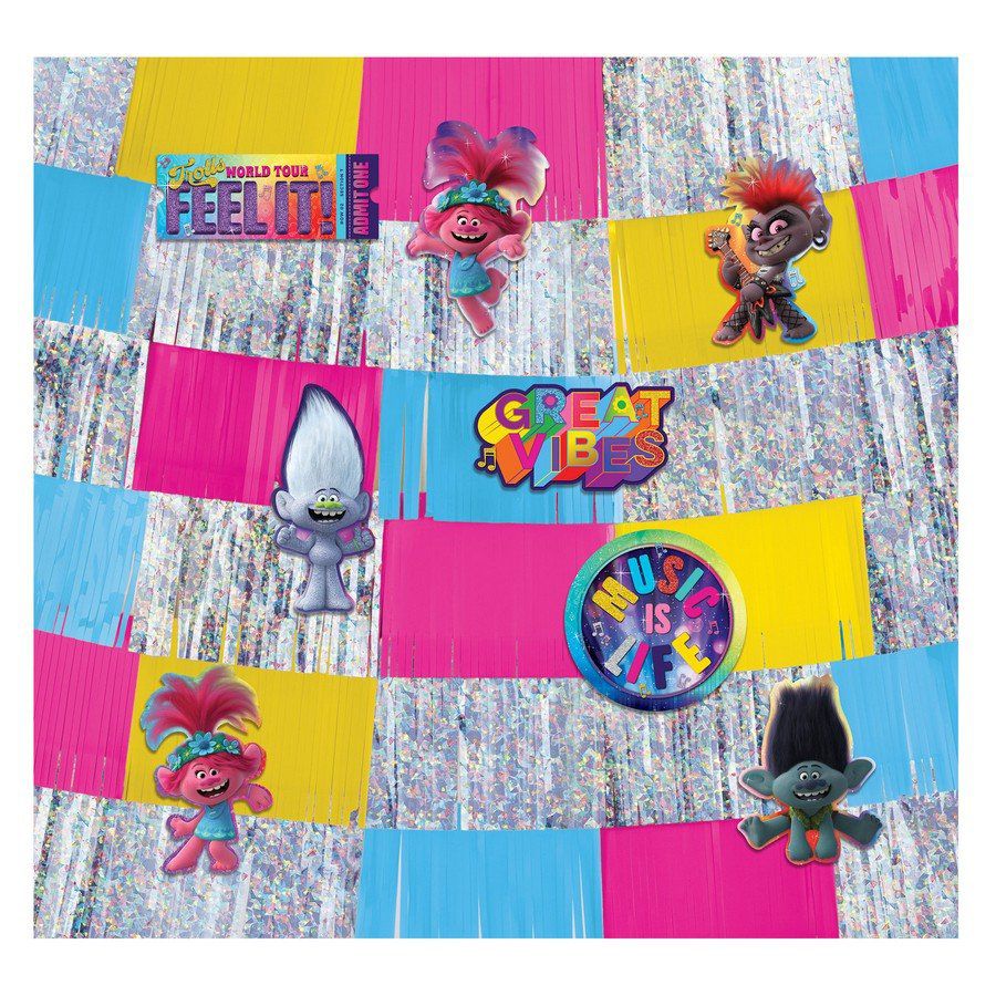 Trolls World Tour Deluxe Backdrop Decorating Kit - PartyBell.com
