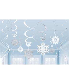 Snowflake Swirl Decorations (12) - PartyBell.com