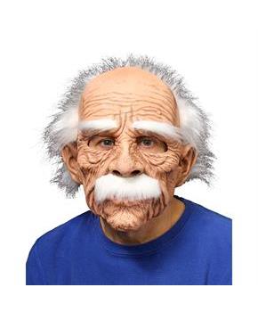 Grand Dad Full Mask w/ White Hair Eyebrows & Mustache - PartyBell.com