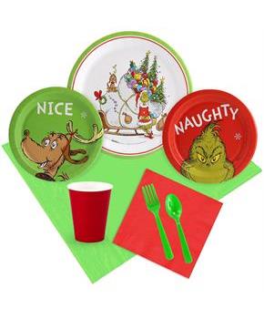 Dr. Seuss Grinch Christmas Tableware Kit (Serves 8 - PartyBell.com