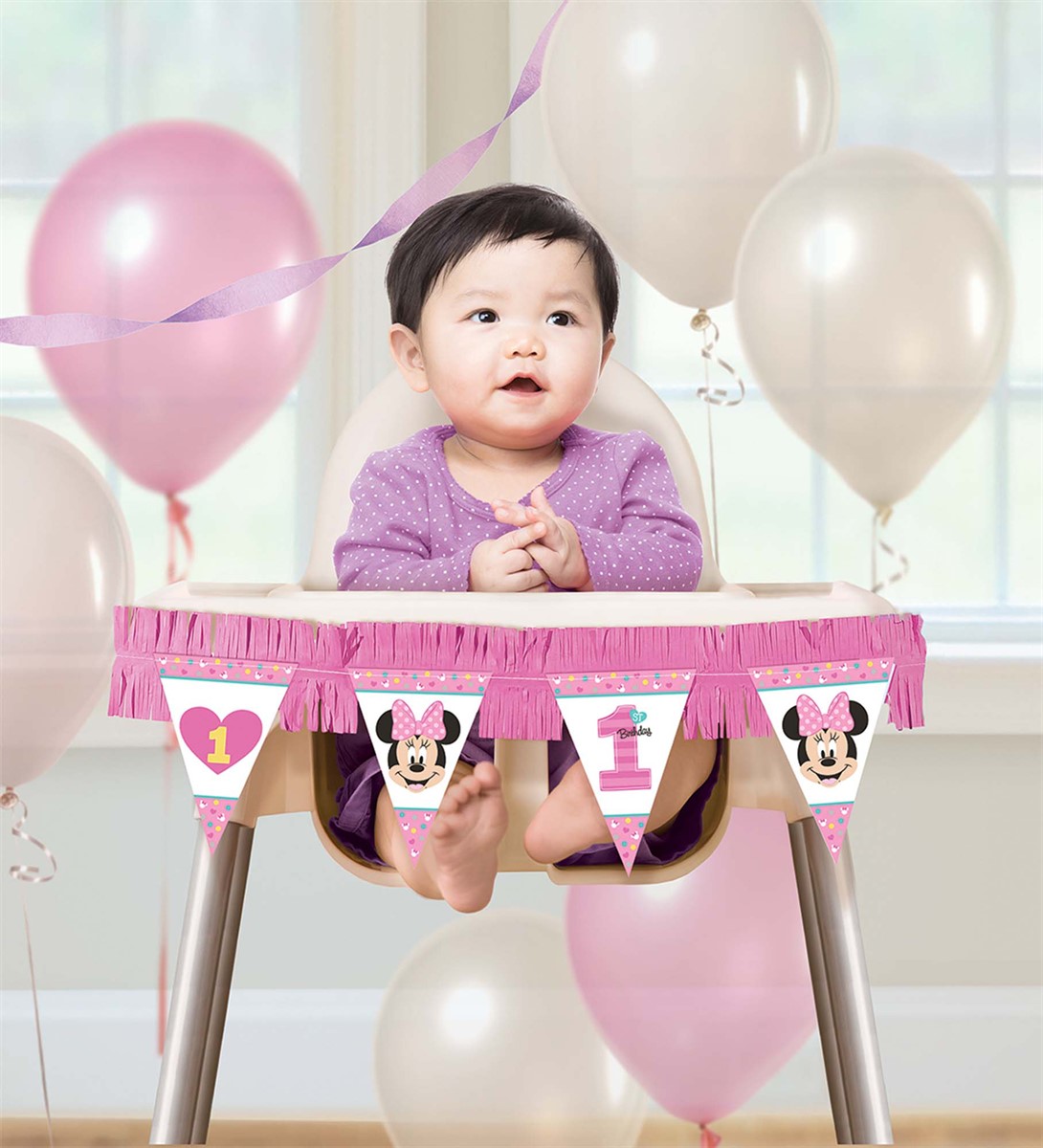 Disney Minnie Mouse 1st Birthday High Chair Kit - PartyBell.com